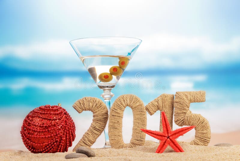 Cocktail, Christmas Ball and New Year Sign Stock Photo - Image of ...
