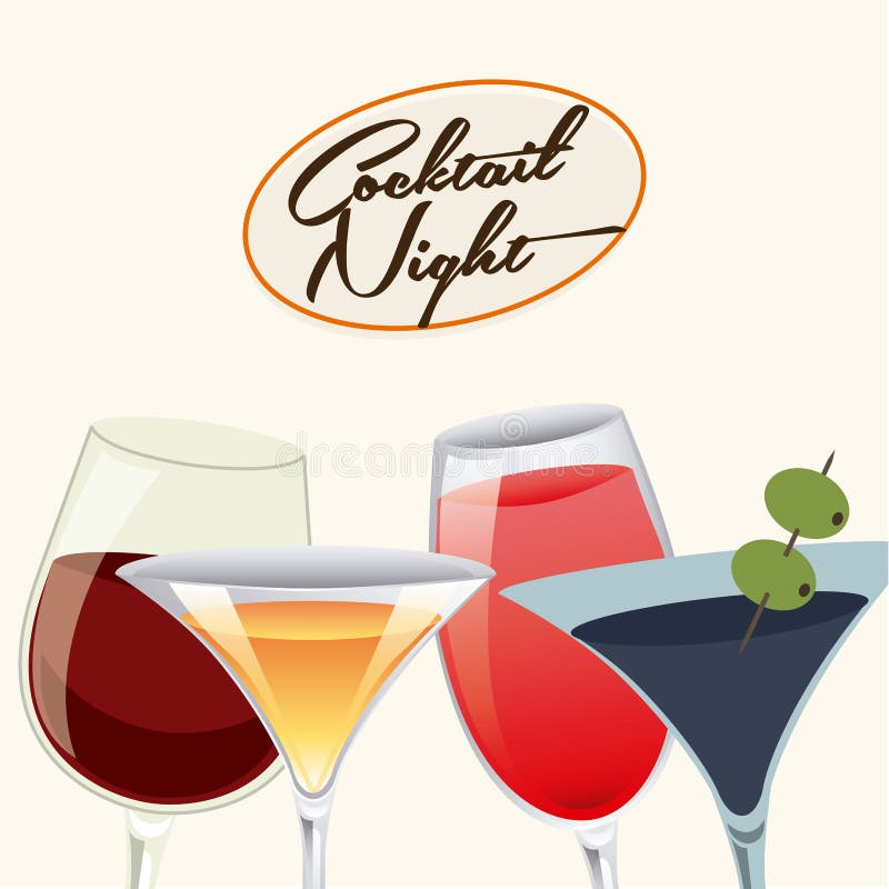 Cocktail night stock vector. Illustration of club, restaurant - 51045127