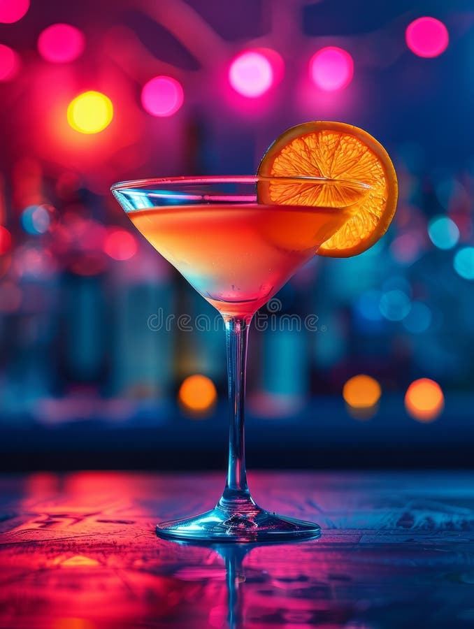 Cocktail Orange Slice Vibrant Neon Lit Bar Stock Photos - Free ...