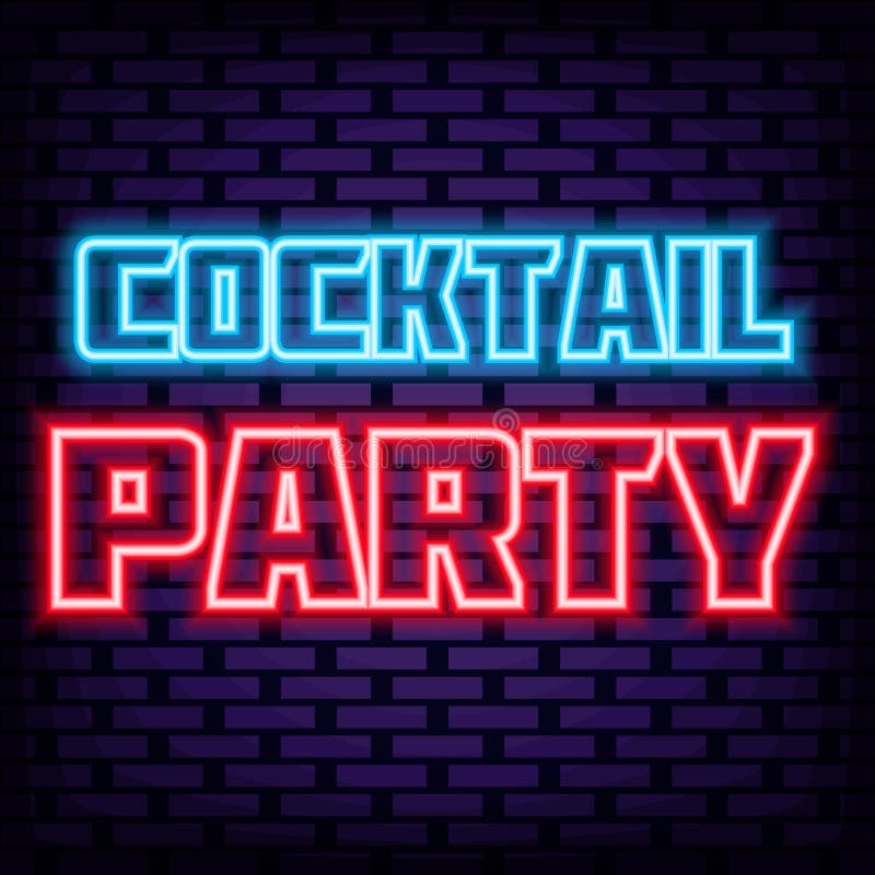 Cocktail Party Neon Sign Vector. Neon Script. Night Advensing Stock ...