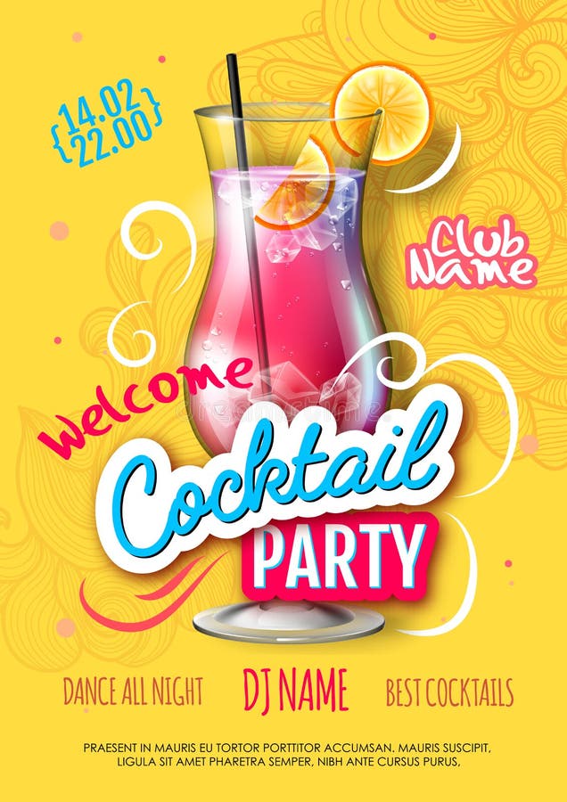Cocktail Party Poster in Eclectic Modern Style. Stock Vector ...