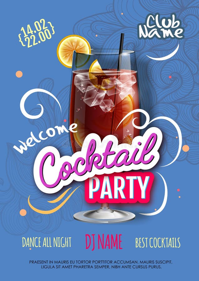 Cocktail Party Poster in Eclectic Modern Style. Stock Vector ...