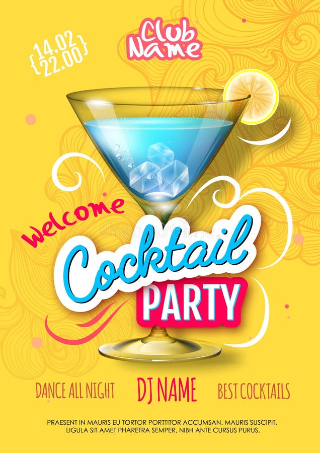 Cocktail Party Poster in Eclectic Modern Style. Stock Vector ...