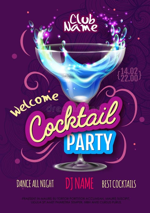 Cocktail Party Poster in Eclectic Modern Style. Stock Vector ...