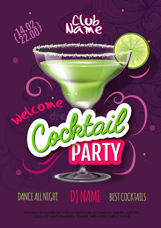 Cocktail Party Poster in Eclectic Modern Style. Stock Vector ...