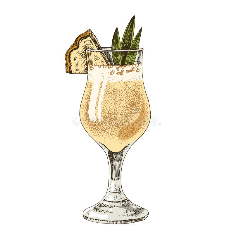 Illustration of a Pina Collada Cocktail Stock Vector - Illustration of ...