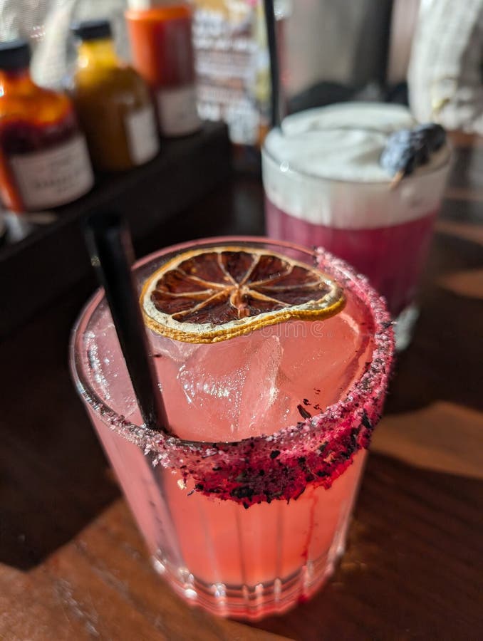 Cocktail Pink with Salt Rim Margarita Stock Photo - Image of margarita ...