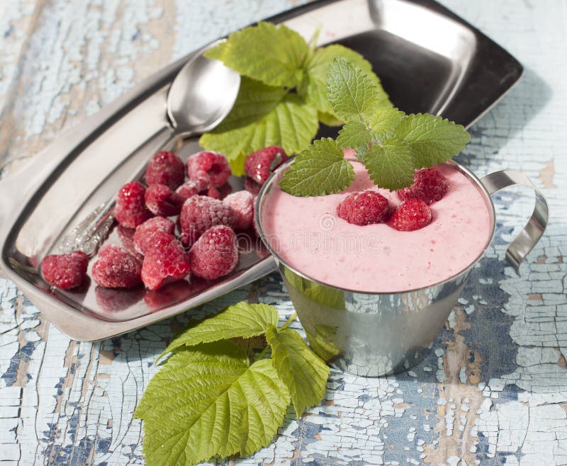 Cocktail of Raspberries with Yogurt Stock Photo - Image of cool, drink ...