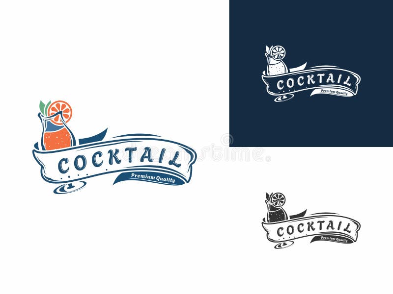 Cocktail Retro Logo Design Vector. Vintage Retro Style for Cocktail ...