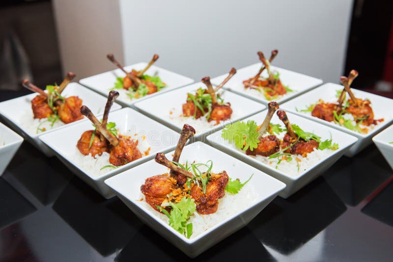 Cocktail, Rice with Fried Chicken Stock Photo - Image of party ...