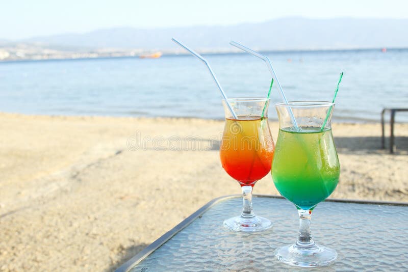 Cocktail by the sea stock image. Image of refreshment - 61177219