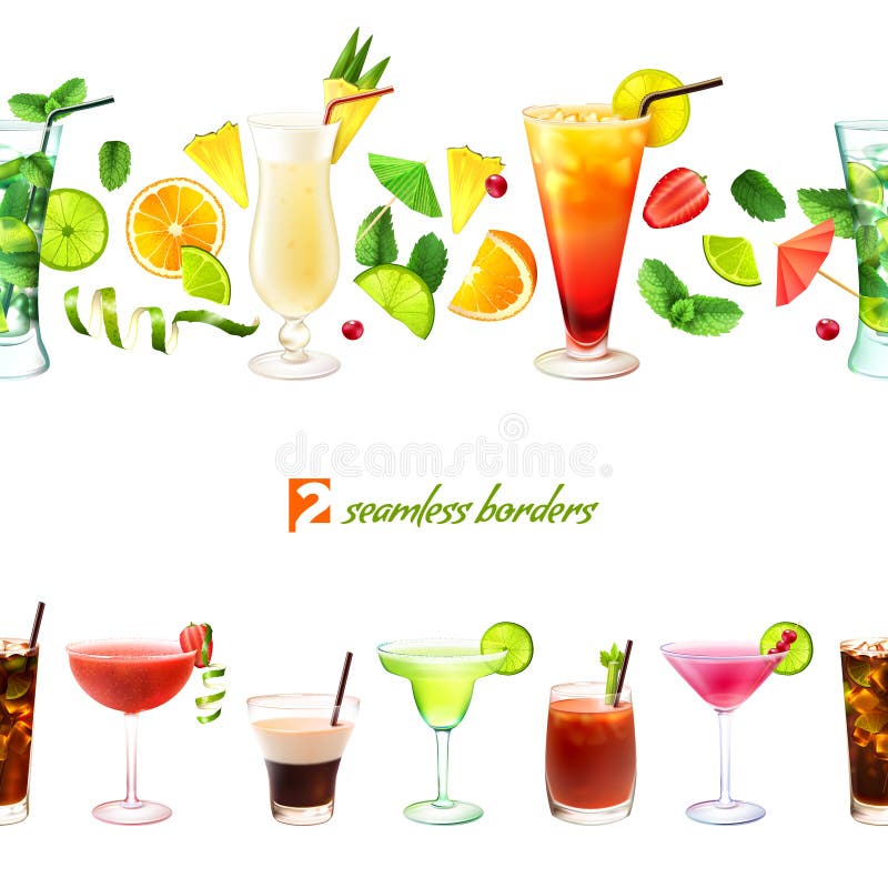 Cocktail seamless border stock vector. Illustration of design - 47194031