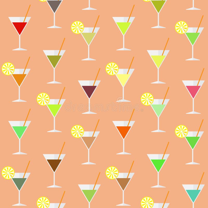 Cocktail Seamless Pattern Background Stock Vector - Illustration of ...