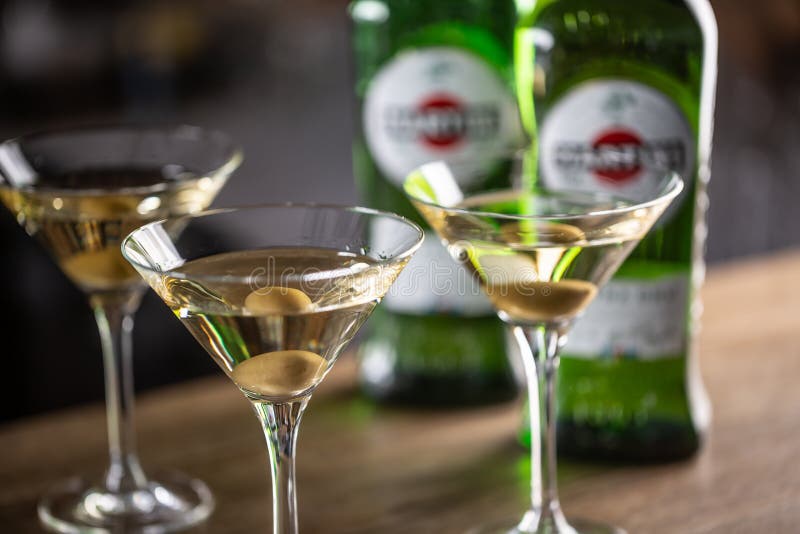 Cocktail Seco De Martini Curto Com Boca Seca E Gin E Um Goraz De ...