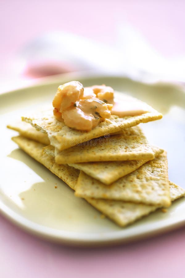 Cocktail Shrimps on Crackers Stock Photo - Image of enclosure, tasty ...