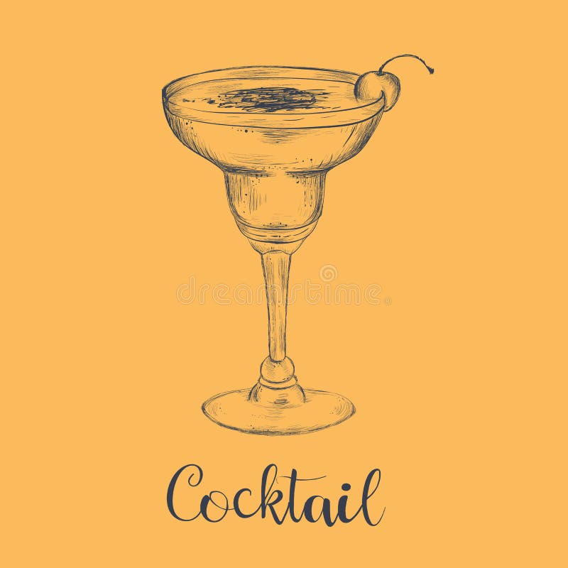 Cocktail Sketch Cherry. Sketch Cocktail Vector Stock Vector ...