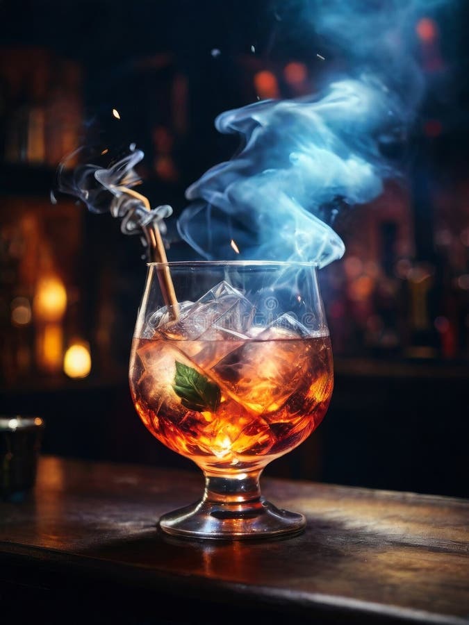 Cocktail with smoke stock image. Image of cold, swirls - 308961463