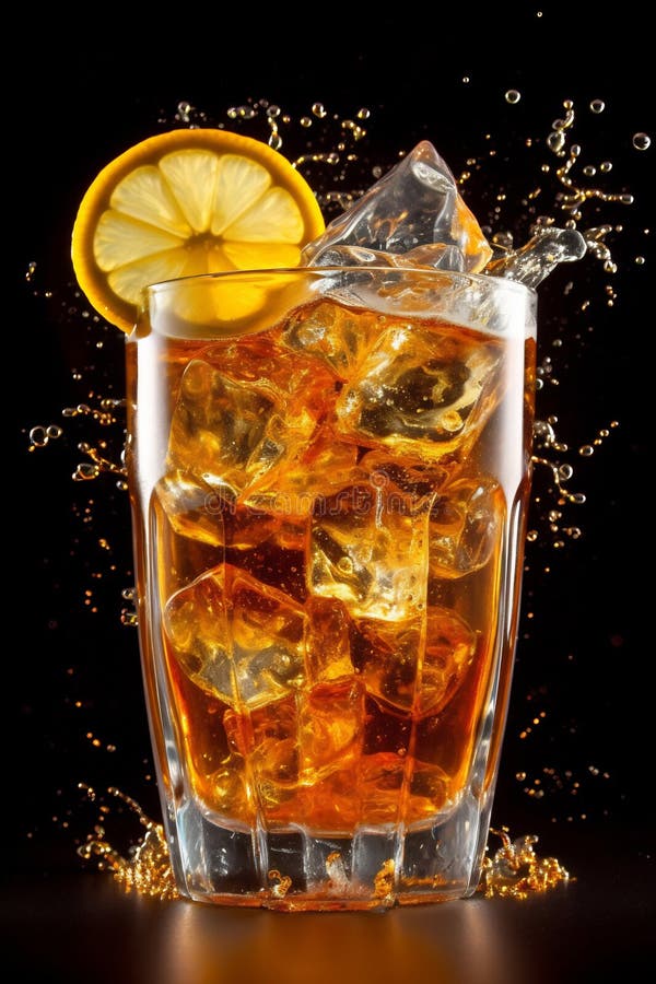 Cocktail Splashing in Glass on Dark Background Stock Photo - Image of ...
