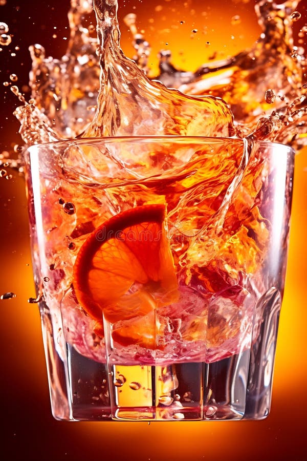 Cocktail Splashing on Orange Background Stock Illustration ...