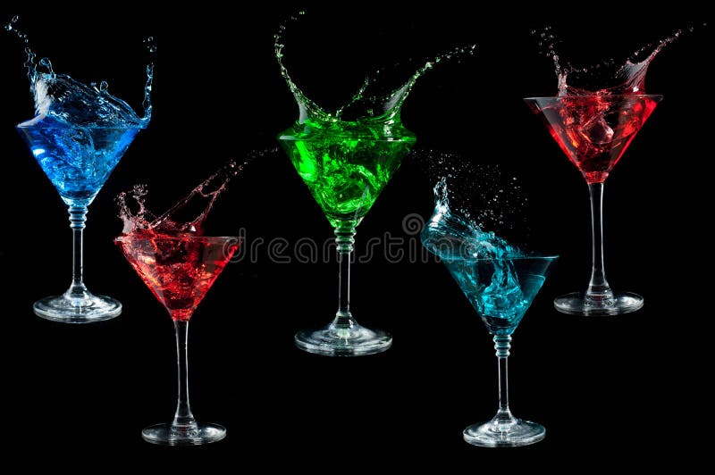 Cocktail Splashing Set. One of Set Stock Image - Image of party, blue ...