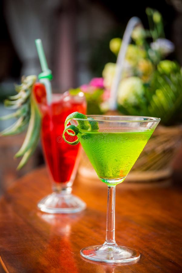 Cocktail on the Table. Modern Bar and Restaurant. Stock Image - Image ...