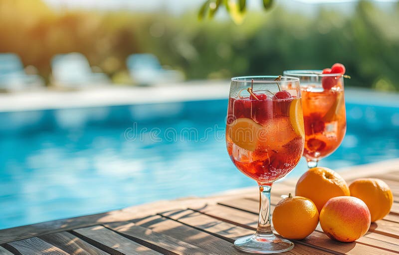 Cocktail on a Table, Sangria, Spritz, Alcohol, Drinking at the Pool ...