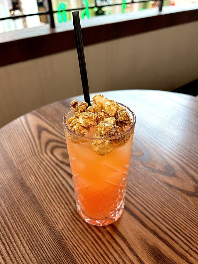 Cocktail tangerine popcorn stock photo. Image of decoration - 282323522
