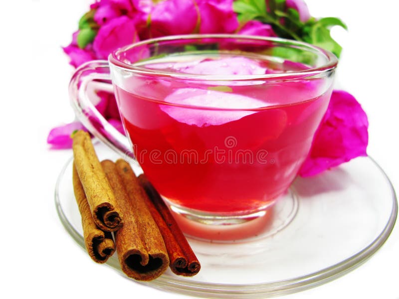 Cocktail Tea Drink with Wild Rose and Cinnamon Stock Image - Image of ...