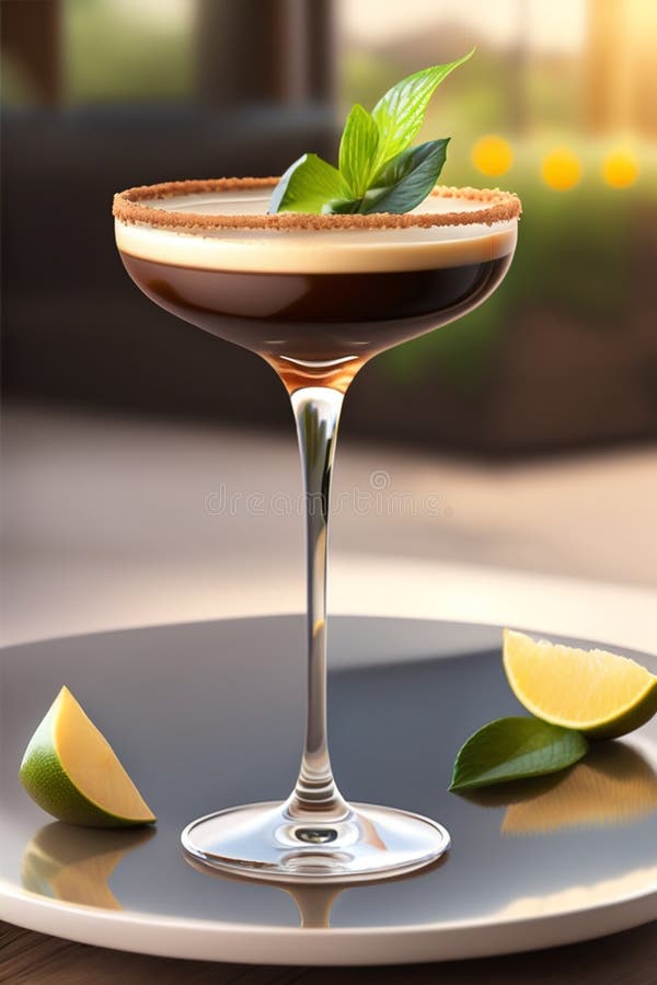 Cocktail Tini - Espresso Martini on the Summer Table in the Restaurant ...