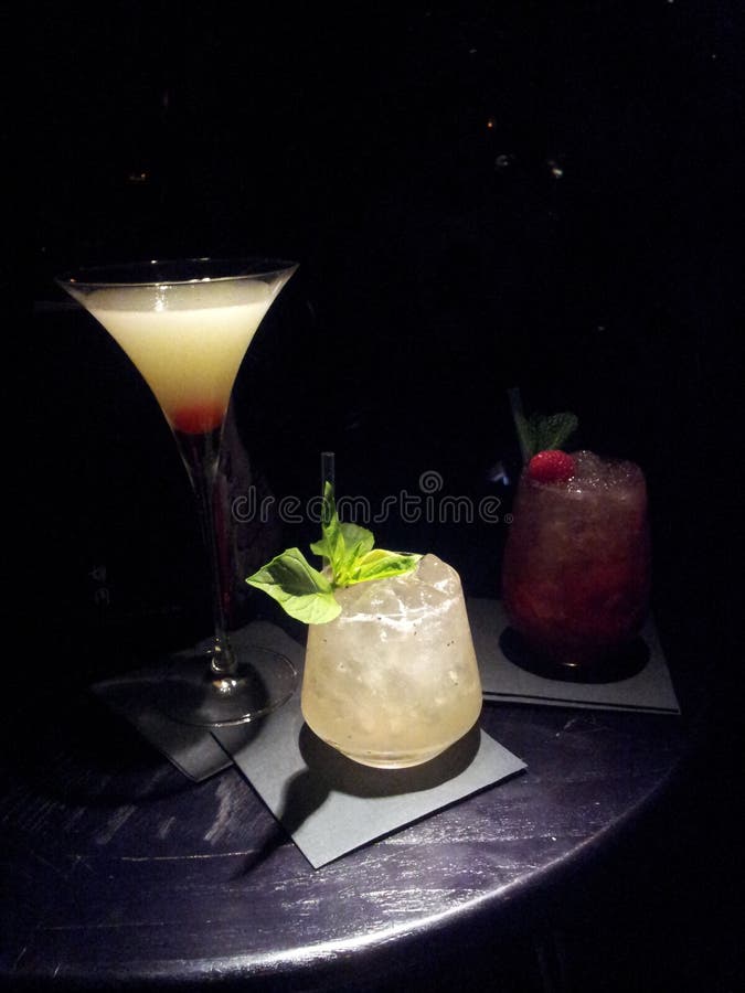 Tower of Cocktail Glasses for the Bartender Show Closeup Stock Image ...