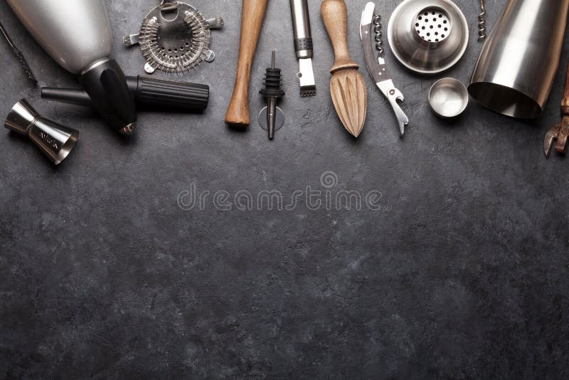 Cocktail Utensils. Set of Bar Tools Stock Photo - Image of bartender ...
