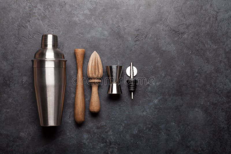 Cocktail Utensils. Set of Bar Tools Stock Photo - Image of shake ...