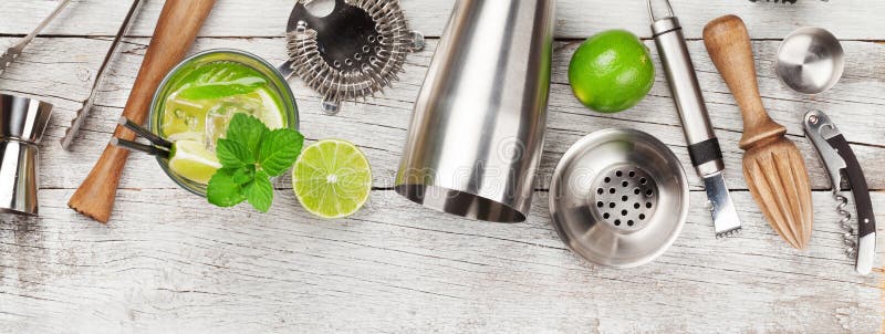 Cocktail Utensils. Set of Bar Tools Stock Photo - Image of instrument ...
