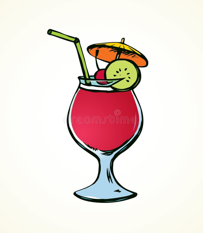 Cocktail Vector tekening vector illustratie. Illustration of cocktail ...