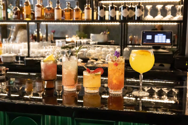 Cocktails on the Bar. New York Bar Stock Photo - Image of cocktails ...