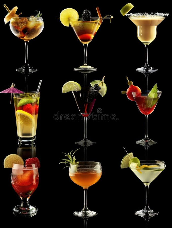 Cocktails Collection stock image. Image of party, fruits - 372249135