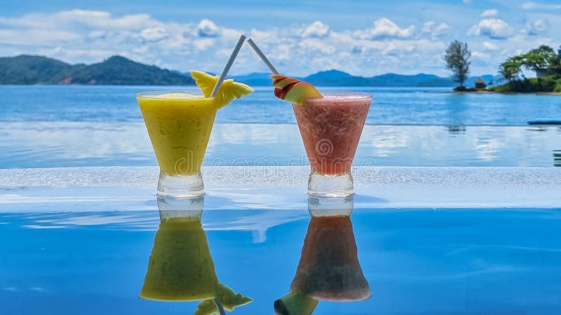 Cocktails on a Edge of an Infinity Pool of an Luxury Hotel Stock Photo ...