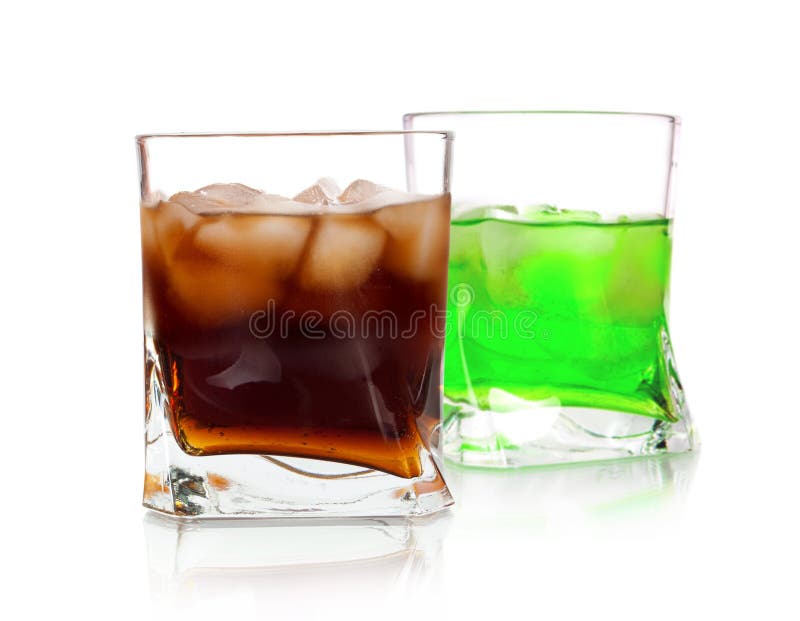 Cocktails with ice cubes stock image. Image of colors - 23839781