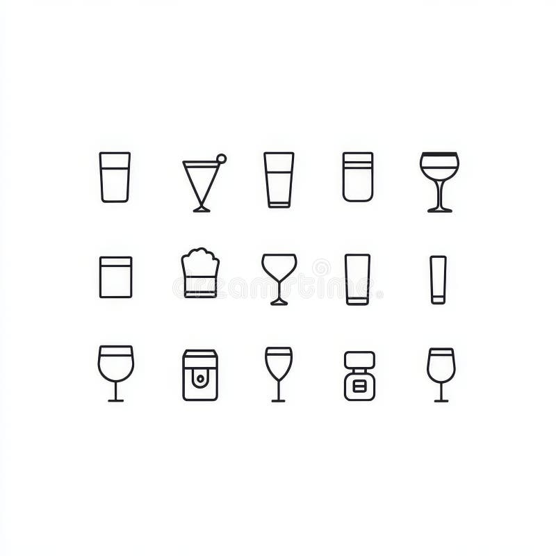 Cocktails, an Icon Set Featuring a Mix of Alcoholic and Non-alcoholic ...