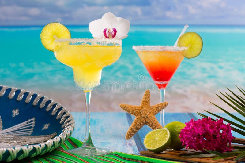 Cocktails Margarita And Sex On The Beach On Blue Caribbeancocktails