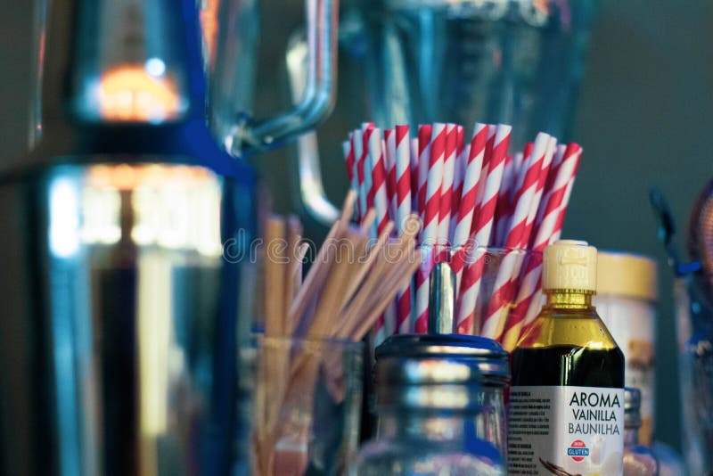 Utensils to make cocktails stock photo. Image of cutting - 195634946