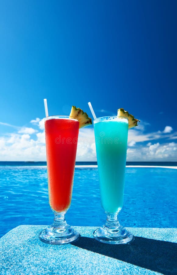 Cocktails stock photo. Image of lemon, pool, blue, lifestyles - 5179688