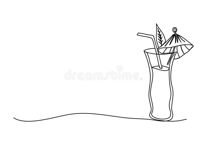 Cocktails. One Line Drawing Vector Illustration. Stock Illustration ...