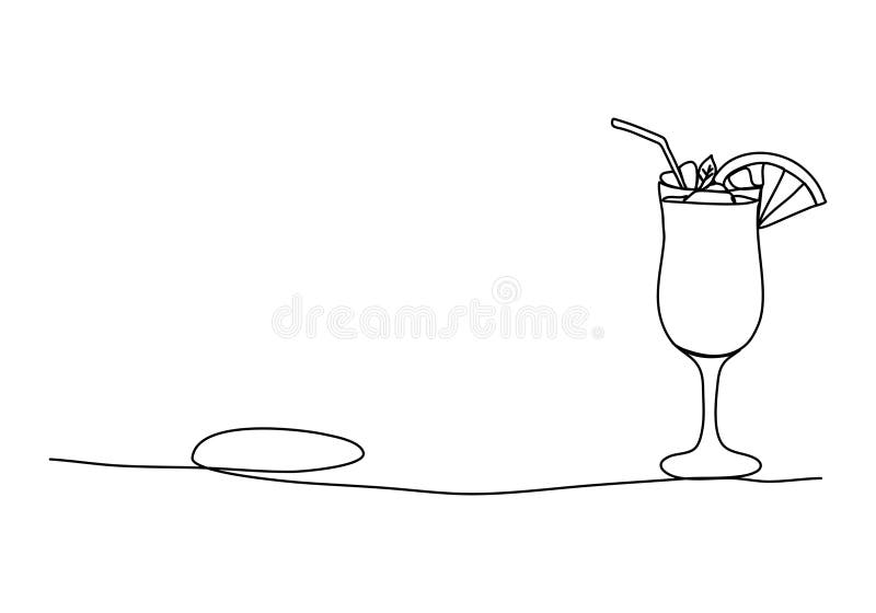 Cocktails. One Line Drawing Vector Illustration. Stock Illustration ...
