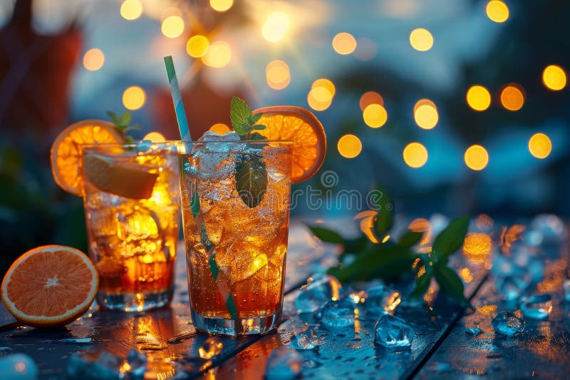 Cocktails on an Outdoor Table. Cocktail Party Stock Image - Image of ...