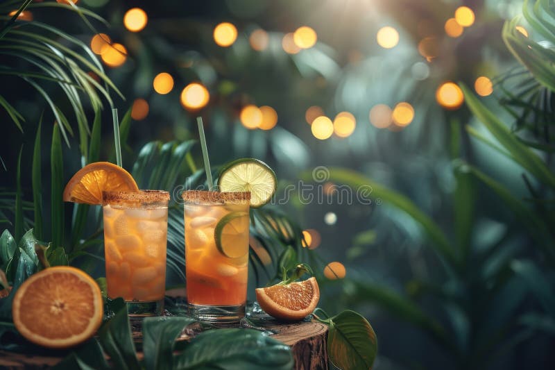 Cocktails on an Outdoor Table. Cocktail Party Stock Image - Image of ...