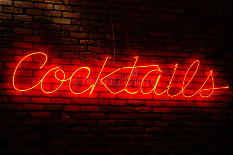 Cocktails Sign stock image. Image of advertisement, lamp - 1550717