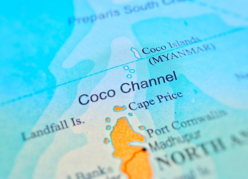Coco Channel on a Map of India with Blur Effect Stock Image - Image of ...