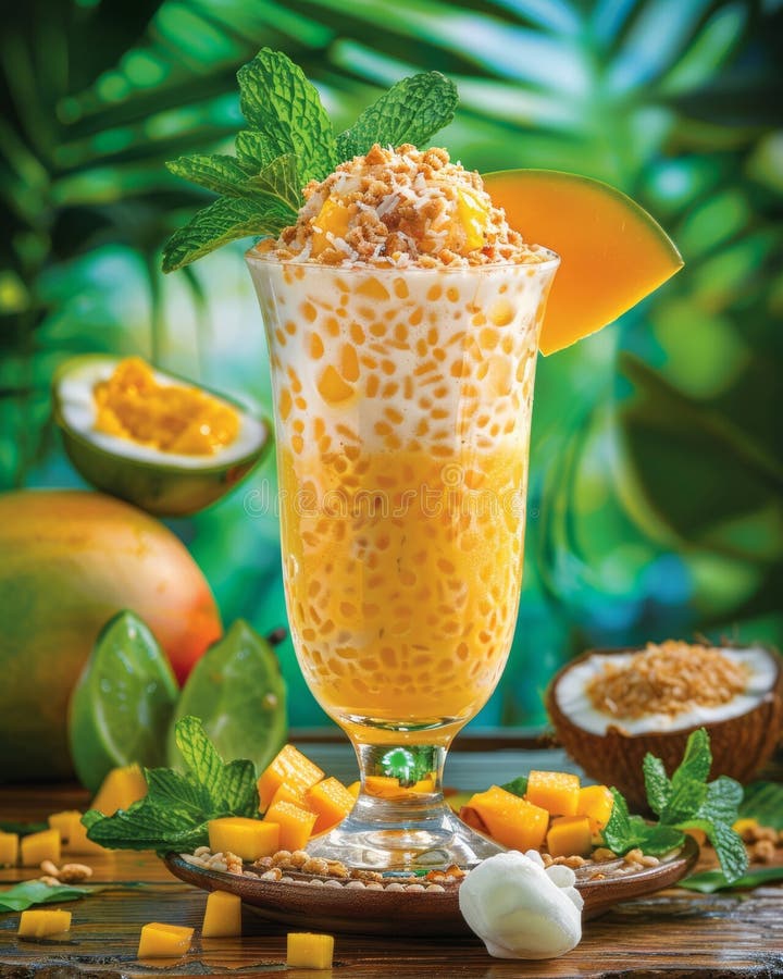 Coco Mango Delight Fresh Mango, Coconut Jelly, Tapioca Pearls, Crispy ...