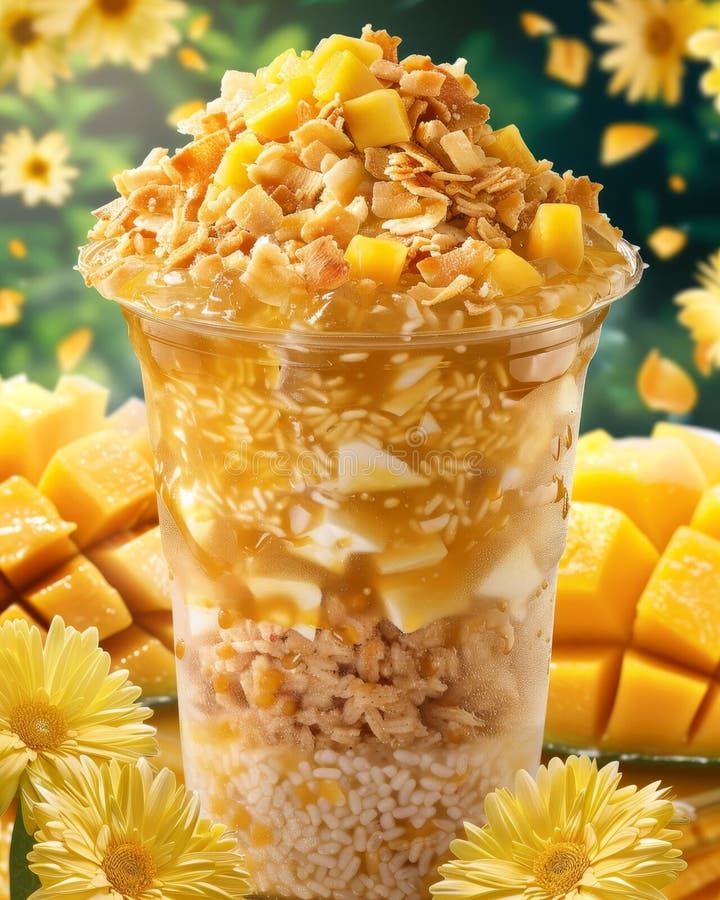 Coco Mango Delight Fresh Mango, Coconut Jelly, Tapioca Pearls, Crispy ...